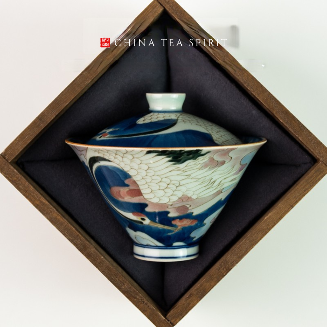 Hand-painted Creative Ceramics Fairy Crane 140ml Gaiwan Tea Set - China ...