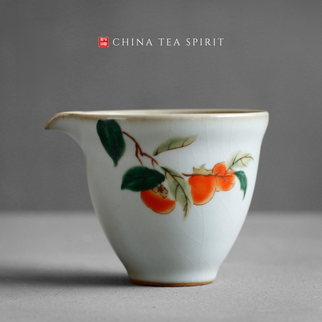 Hand-painted Cracked Glaze Persimmon Ceramics Fair Cup - China Tea Spirit