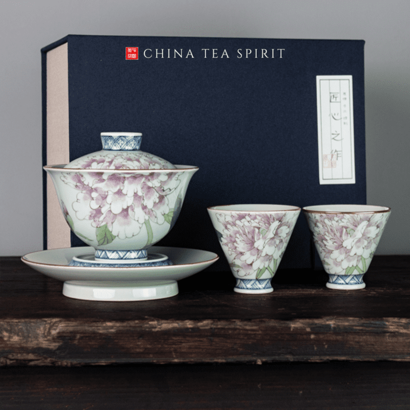 Hand-painted Vintage Ceramics Peony Gaiwan|Tea Set