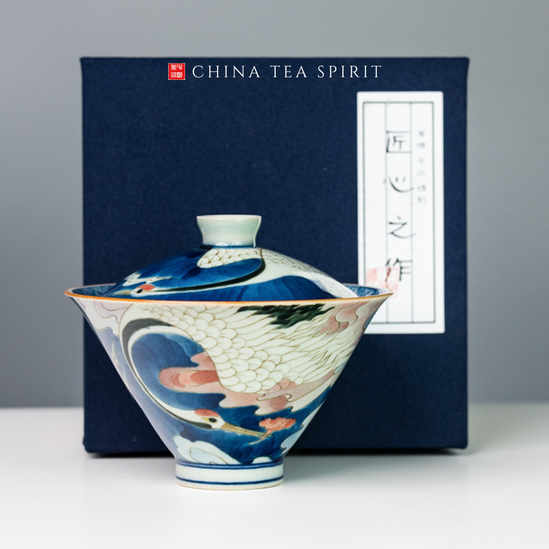 Hand-painted Creative Ceramics Fairy Crane Gaiwan Tea Set - China Tea ...