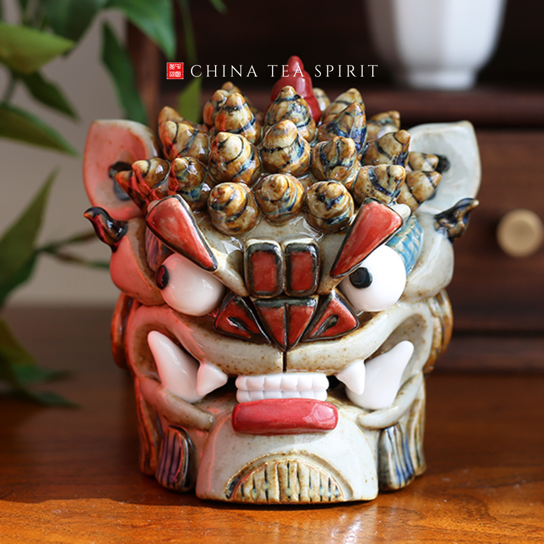 Handmade Ceramic Suanni Mythical Lion Beast Cone Incense Burner