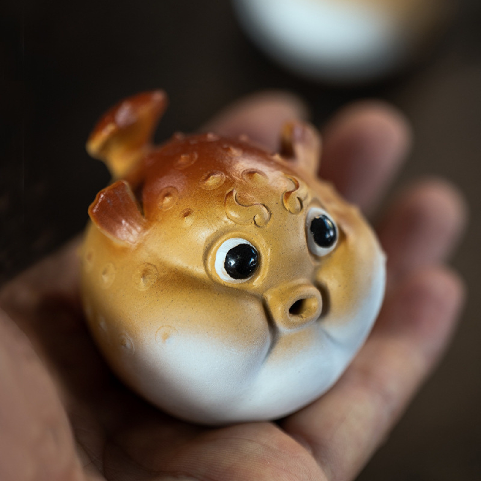 Handmade Zisha Yixing Clay Puffer fish Tea Pet Figurine