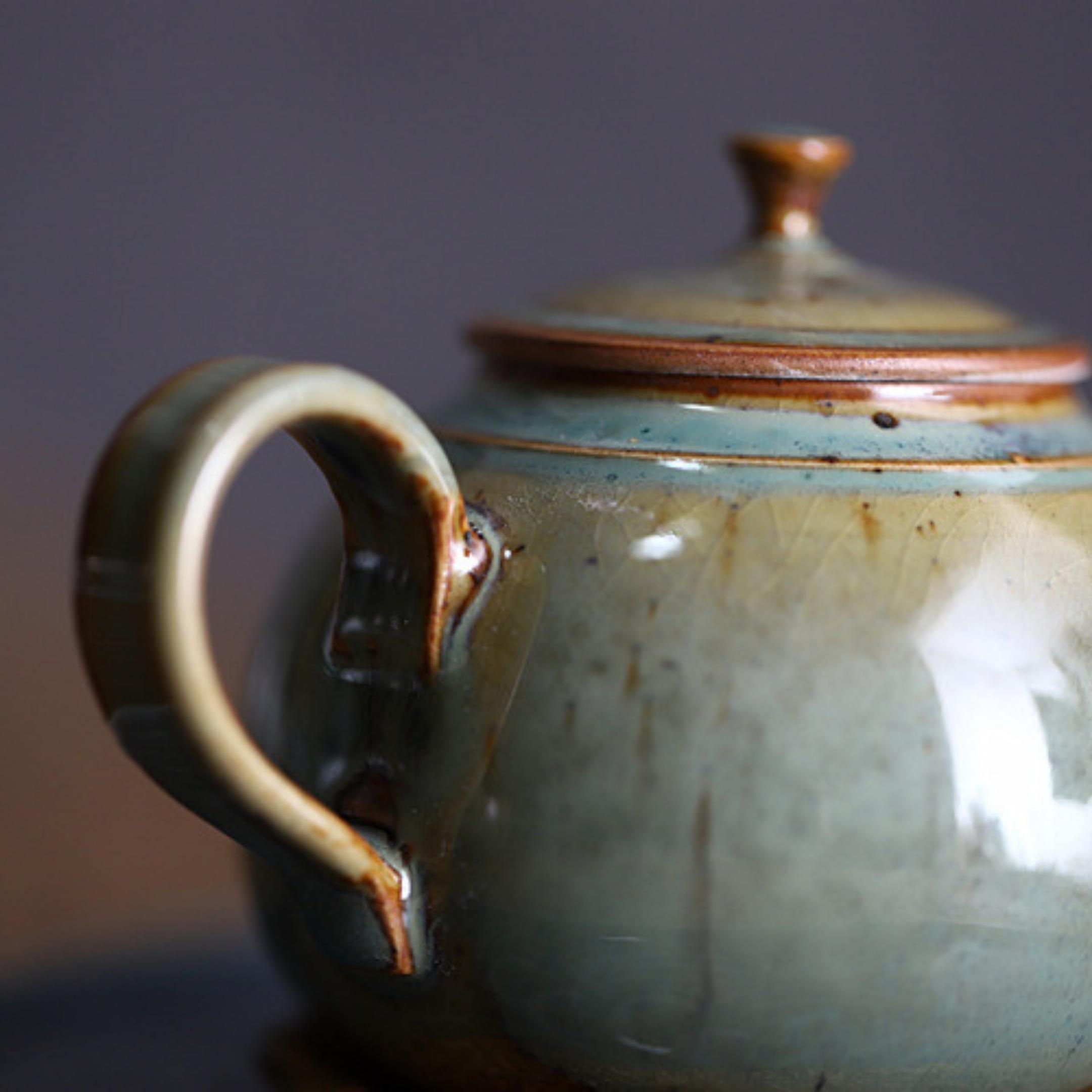 Kiln Transmutation Crude Pottery Basjoo Green Kung Fu Teapot - China ...