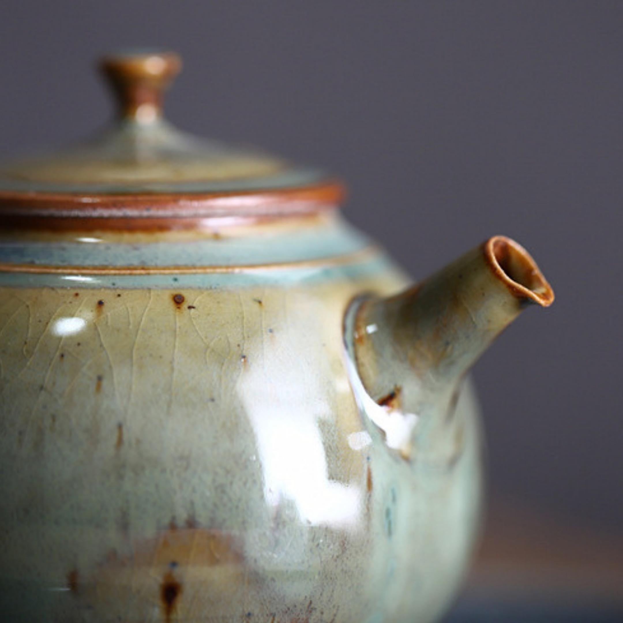 Kiln Transmutation Crude Pottery Basjoo Green Kung Fu Teapot - China ...