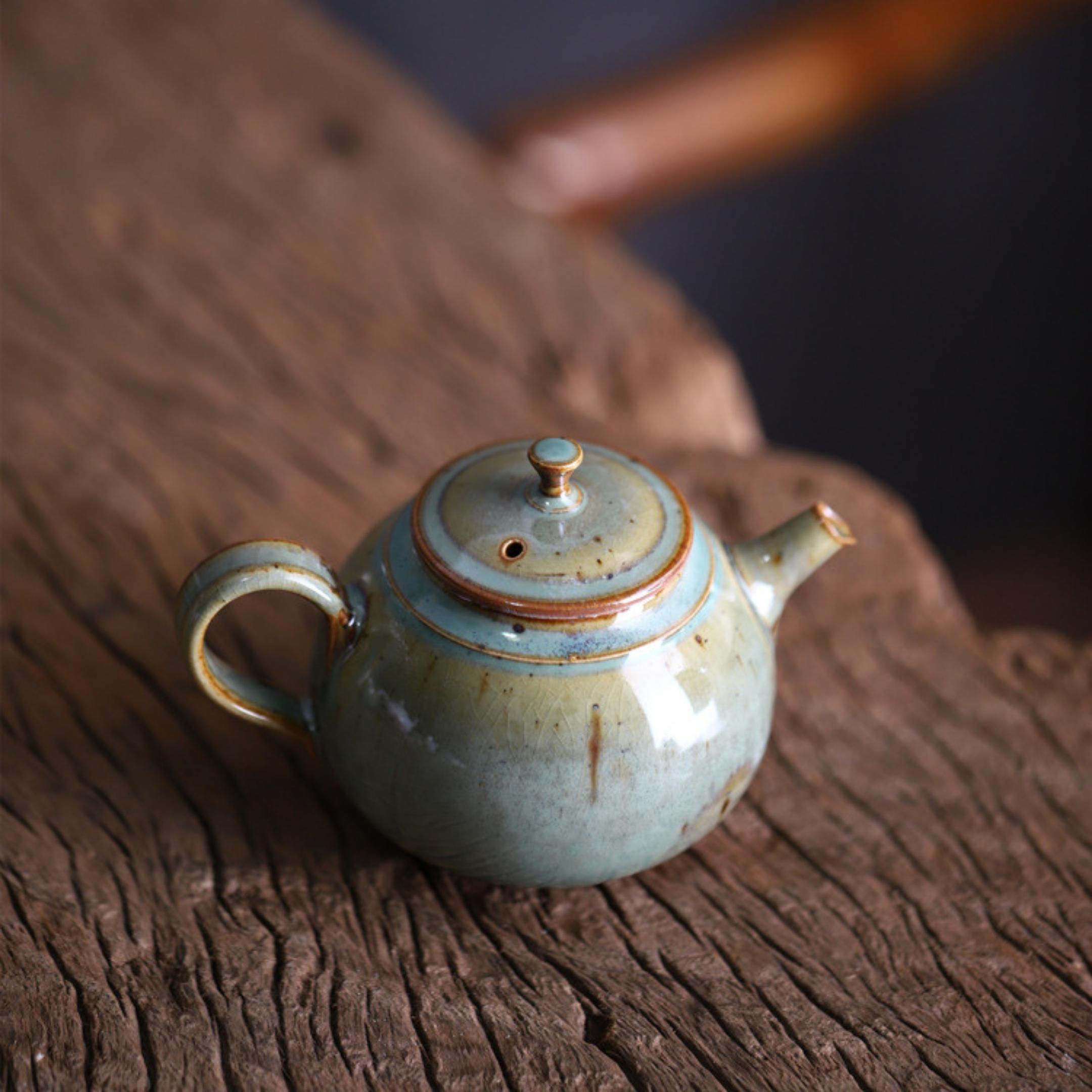 Kiln Transmutation Crude Pottery Basjoo Green Kung Fu Teapot - China ...