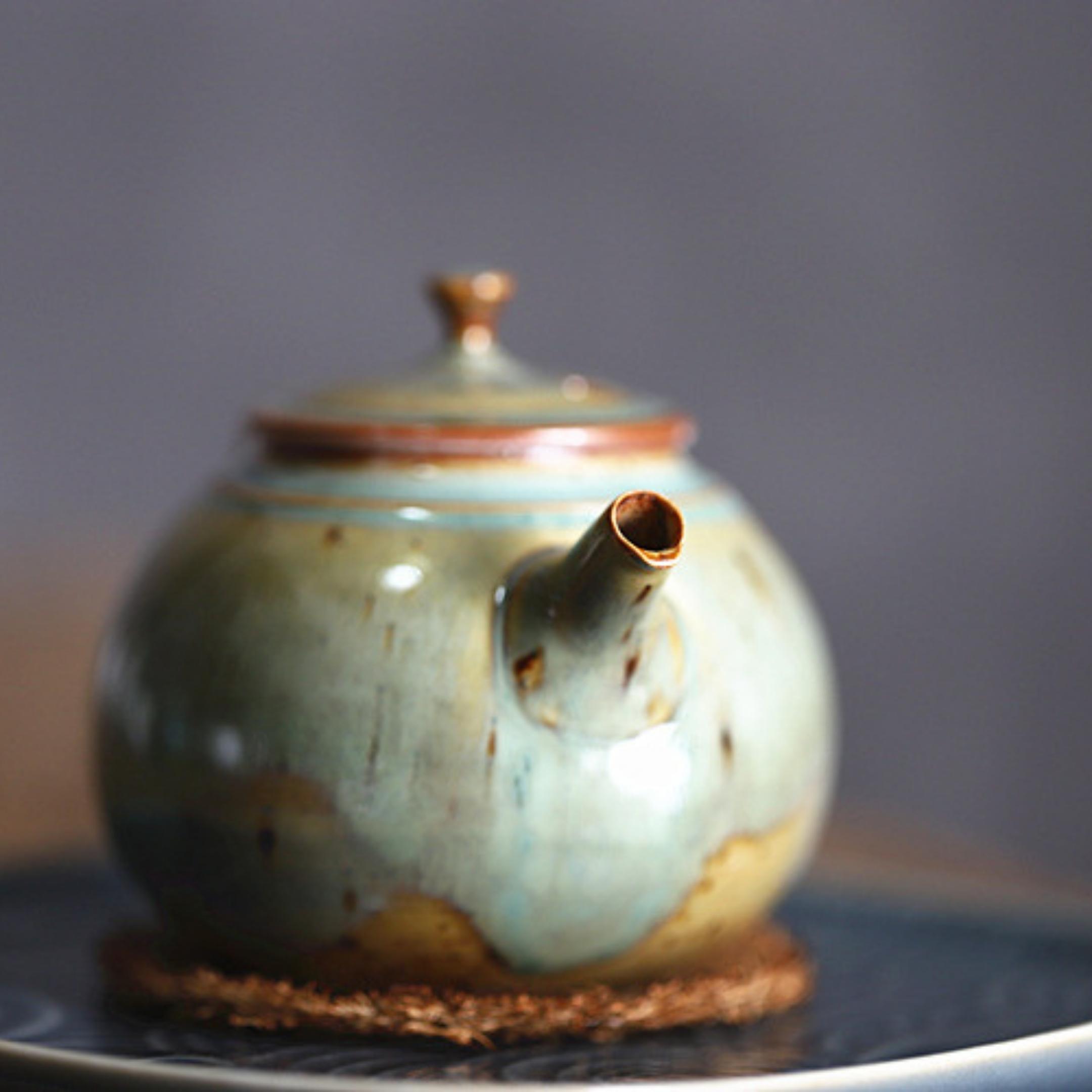 Kiln Transmutation Crude Pottery Basjoo Green Kung Fu Teapot - China ...