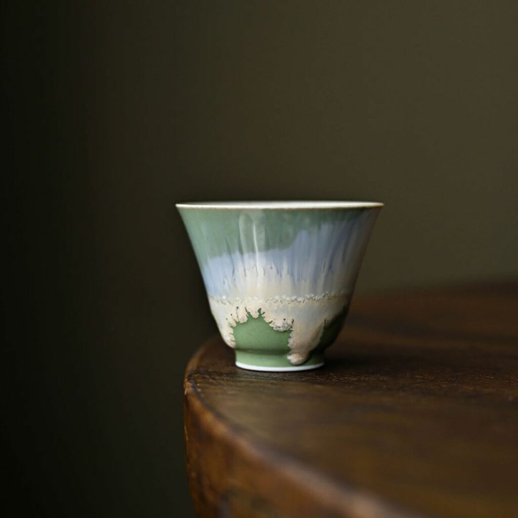 Kiln Transmutation Ceramic Gradient Green Tea Cup