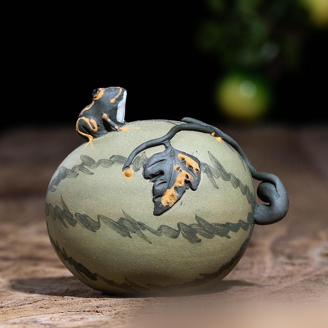 Handmade Zisha Yixing Clay Spraying Frog Watermelon Gourd Pumpkin Tea ...