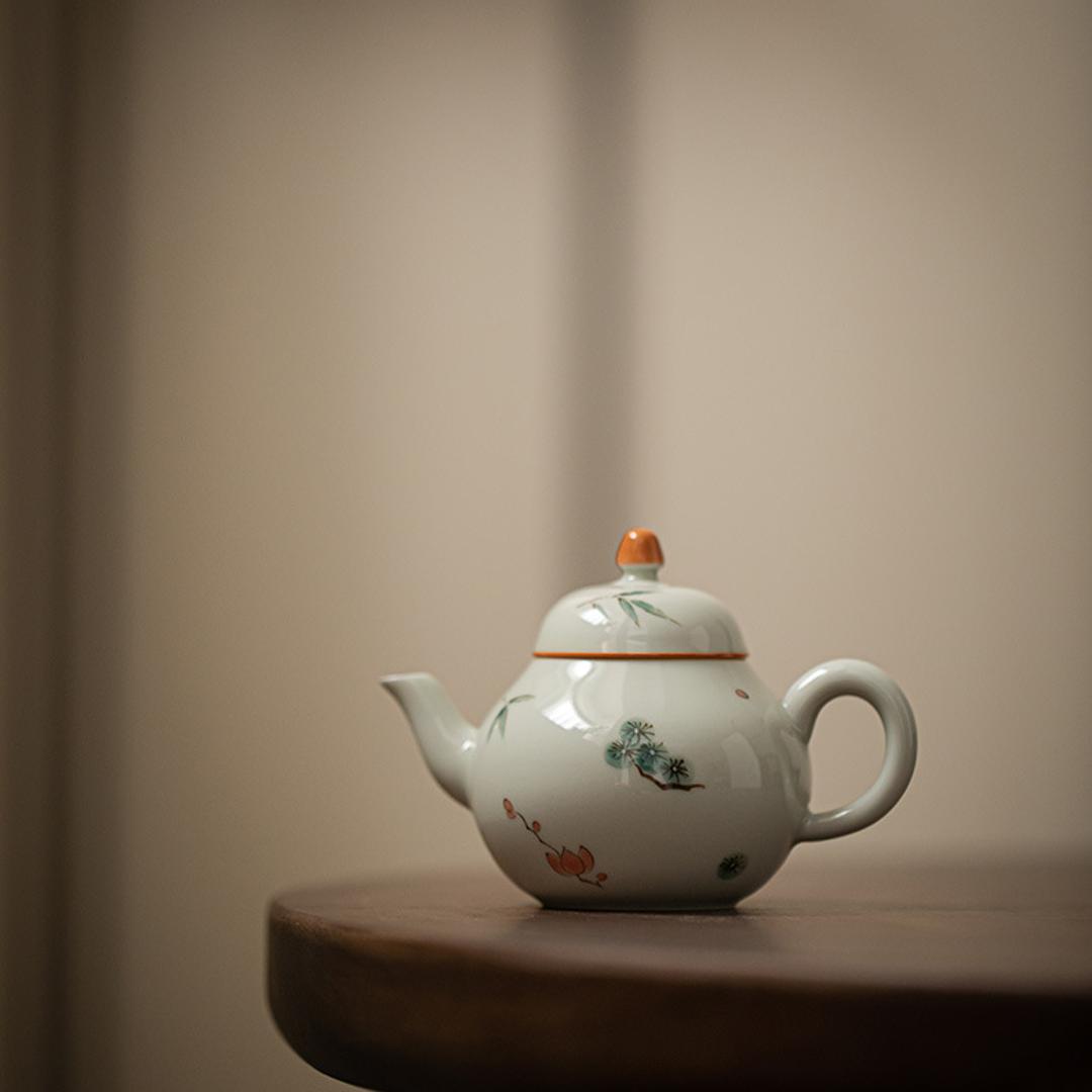 Hand painted Ceramic Literati Elegant Plant Painting Kung Fu Teapot ...