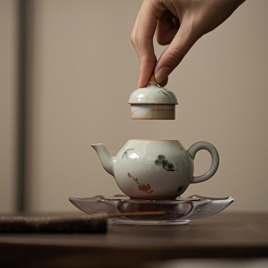 Hand painted Ceramic Literati Elegant Plant Painting Kung Fu Teapot ...