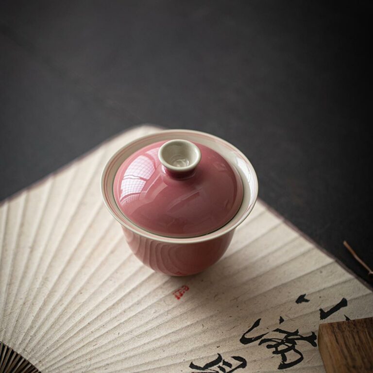 Vintage Ceramic Light Bean Red Gaiwan - China Tea Spirit