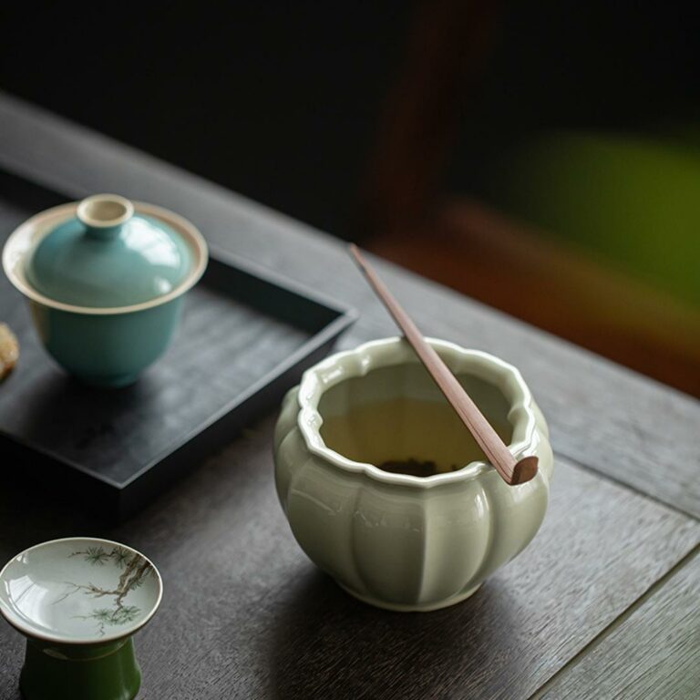 Grey Glaze Vintage Ceramic Buddha's Hand Tea Basin - China Tea Spirit