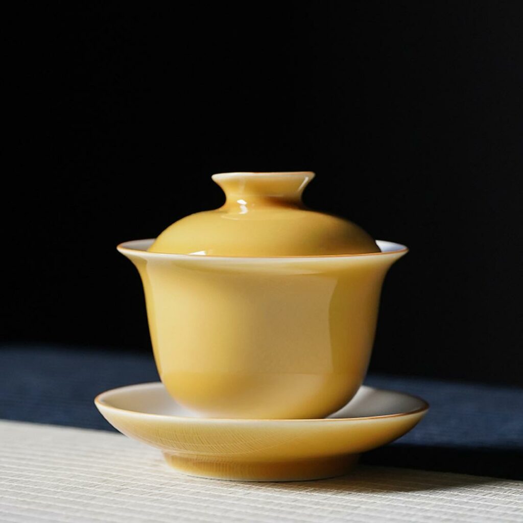 Colored Glaze Ceramic Moon Yellow Gaiwan - China Tea Spirit