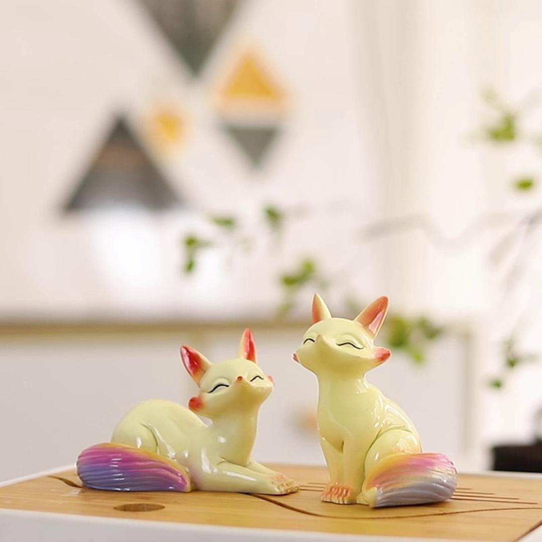 Creative Color Changing Resin Two Little Fox Tea Pet - China Tea Spirit