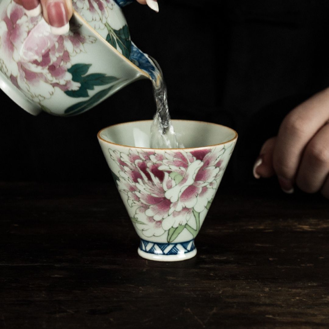 Handmade Wucai Qinghua Ceramic Poeny Blossom 110ml Gaiwan - China Tea ...