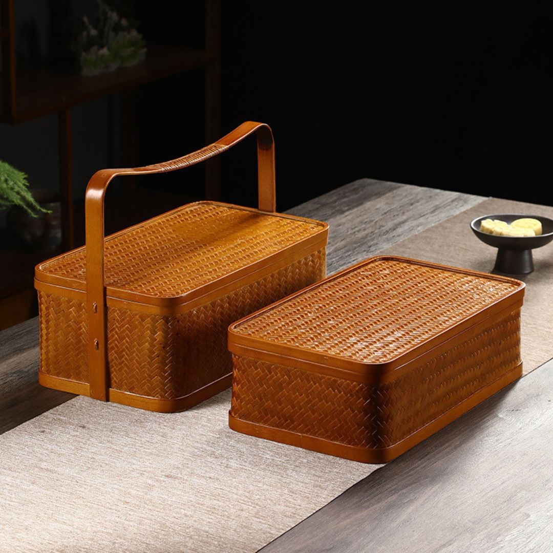 Handmade Aesthetic Bamboo Woven Basket Storage Case - China Tea Spirit