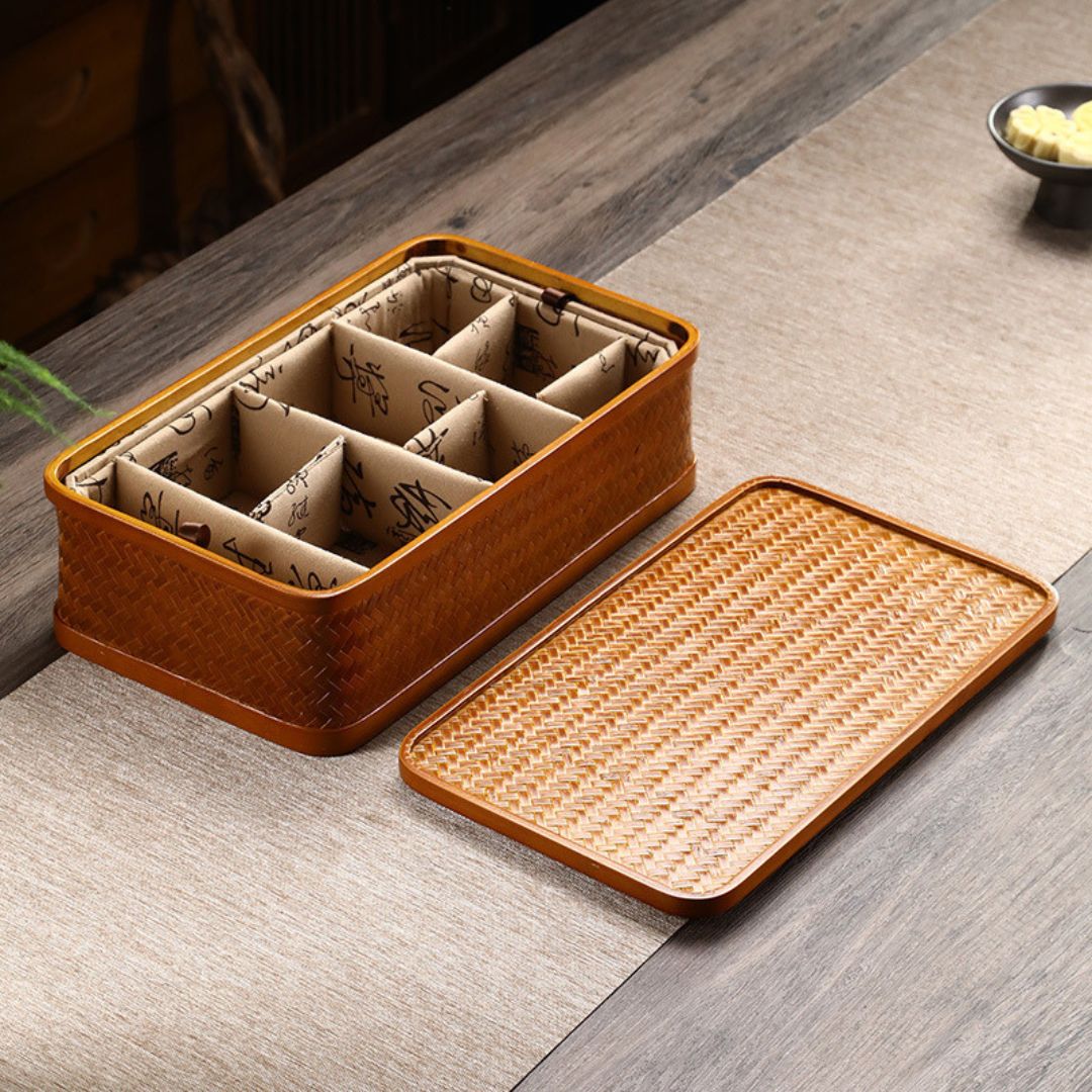 Handmade Aesthetic Bamboo Woven Basket Storage Case - China Tea Spirit