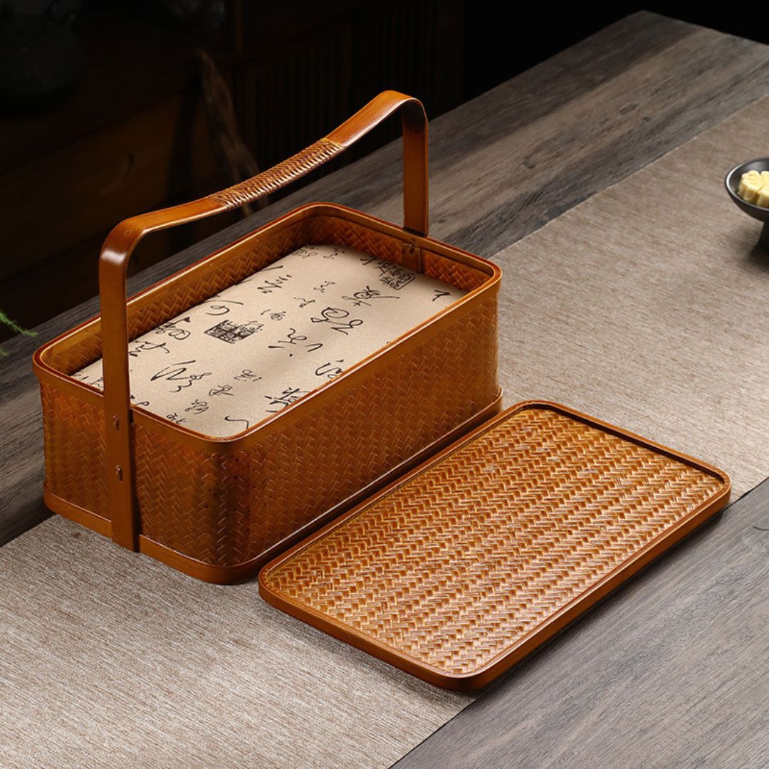 Handmade Aesthetic Bamboo Woven Basket Storage Case - China Tea Spirit