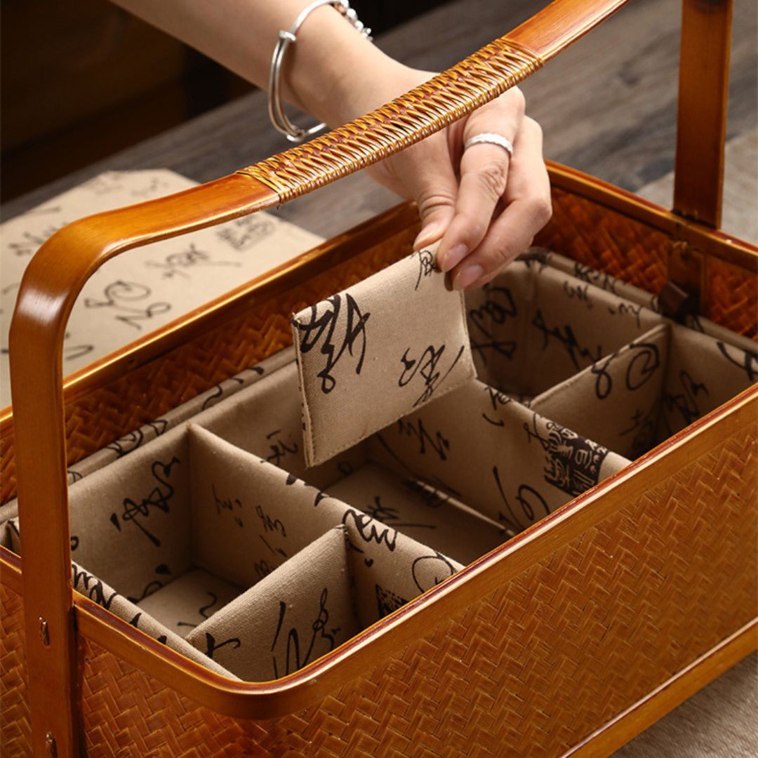 Handmade Aesthetic Bamboo Woven Basket Storage Case - China Tea Spirit