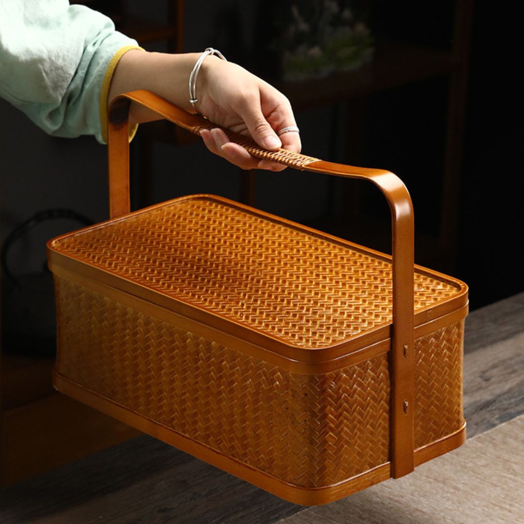 Handmade Aesthetic Bamboo Woven Basket Storage Case - China Tea Spirit