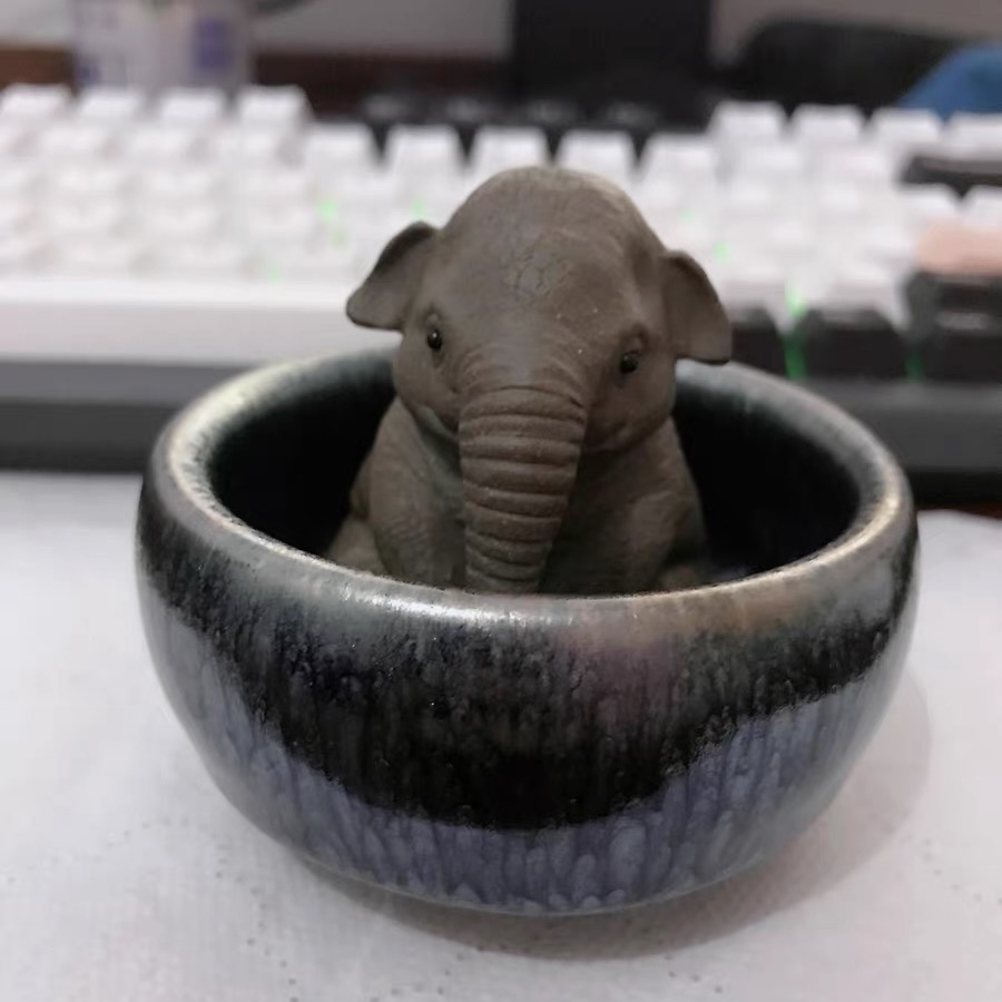 Yixing Clay Cute Little Sitting Elephant Tea Pet - China Tea Spirit