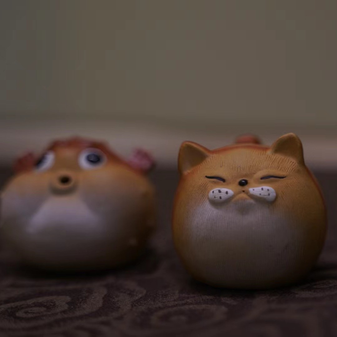 Yixing Clay Chonky Orange Cat Tea Pet - China Tea Spirit