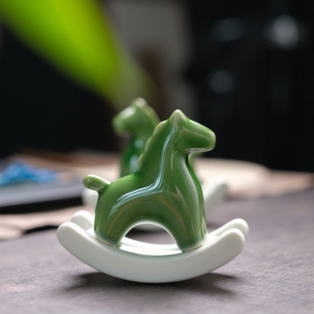 Cute Little Ceramic Rocking Horse Tea Pet - China Tea Spirit