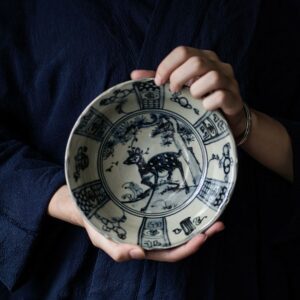 Hand-painted Qinghua Vintage Ceramic Deer Tea Boat - China Tea Spirit