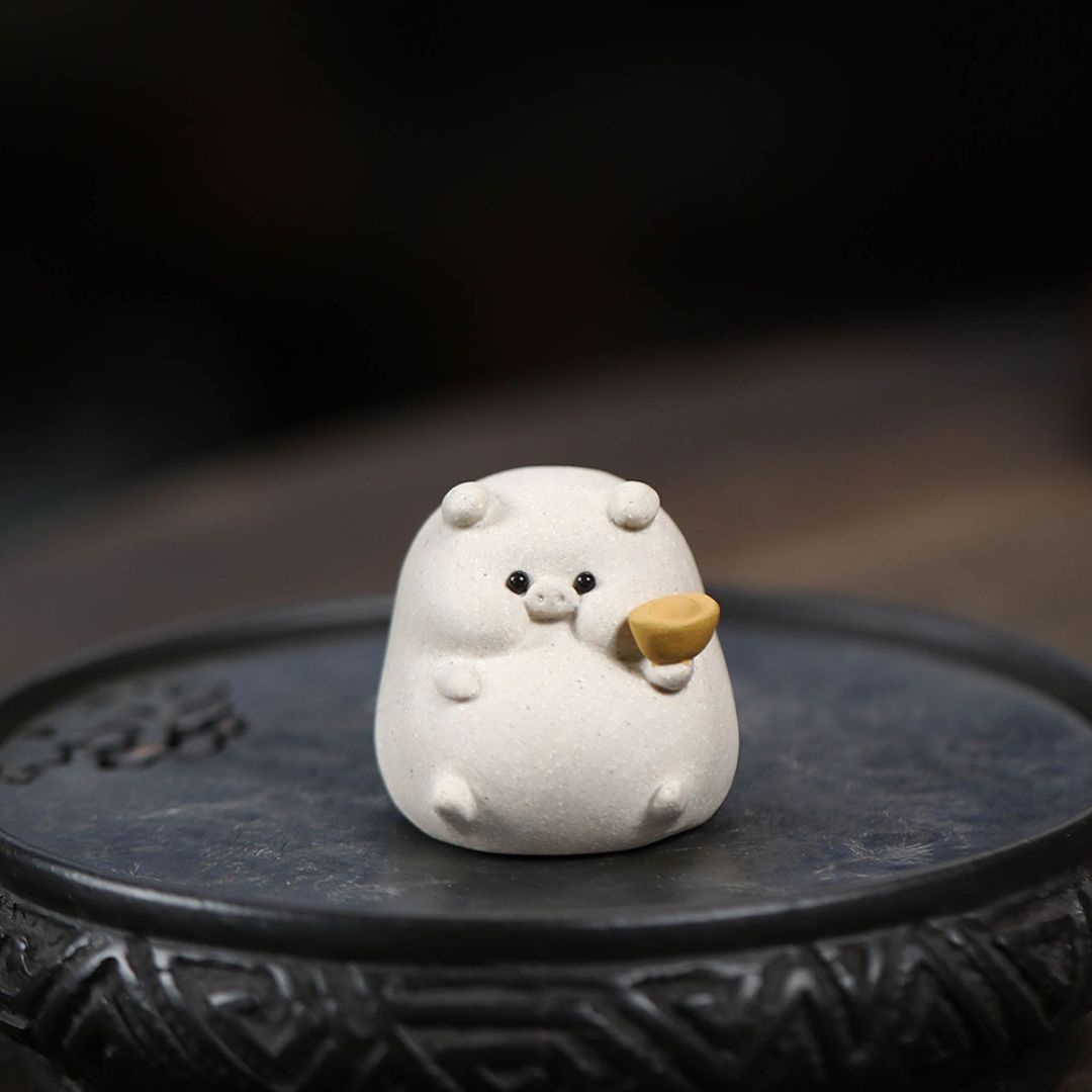 Handmade White Duanni Piggy Tea Pet - China Tea Spirit