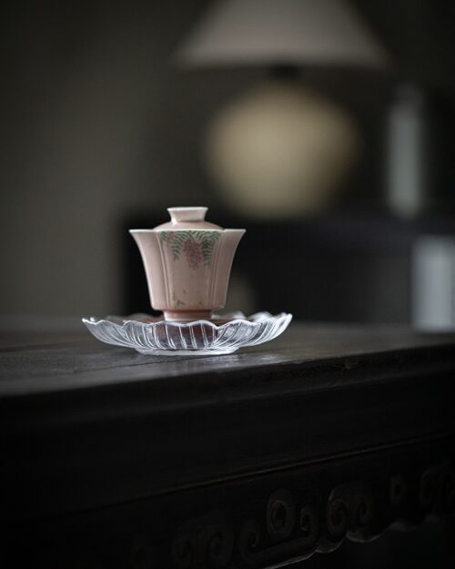 Elegant Glass Tea Boat With Vintage Copper Stand - China Tea Spirit