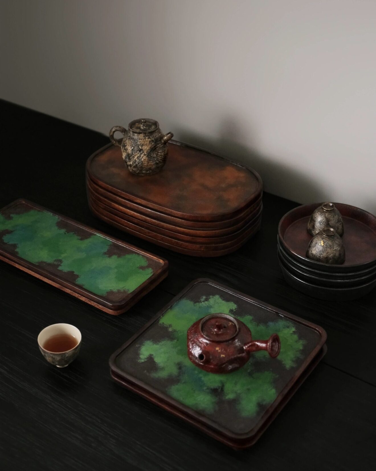 Elegant Walnut Wood Tradtional Lacquer Tea Tray - China Tea Spirit