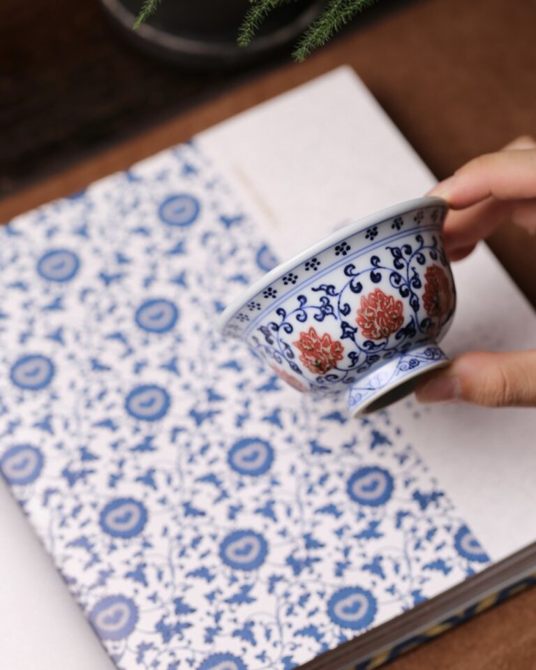Fully Hand-painted Qinghua Underglaze Red Twined Lotus 120ml Tea Cup ...