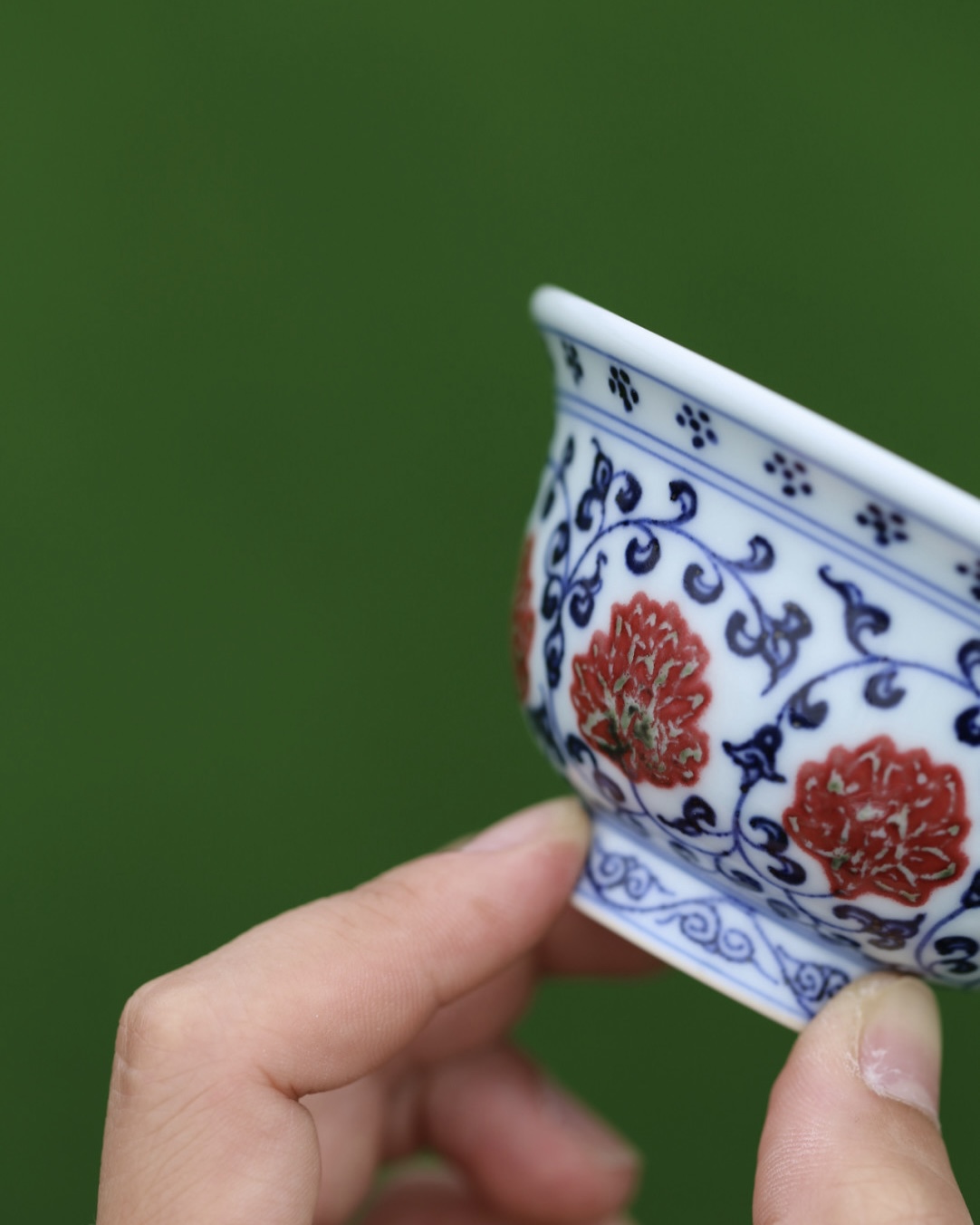 Fully Hand-painted Qinghua Underglaze Red Twined Lotus 120ml Tea Cup ...