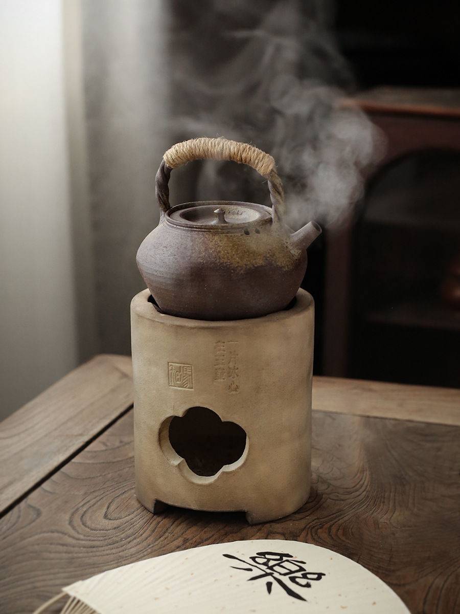 Handmade White Clay Tea Poem Charcoal Stove and Kettle - China Tea Spirit