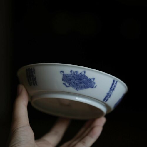 Hand-painted Qinghua Ceramic Poem Tea Boat - China Tea Spirit