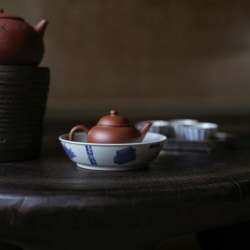 Hand-painted Qinghua Ceramic Poem Tea Boat - China Tea Spirit