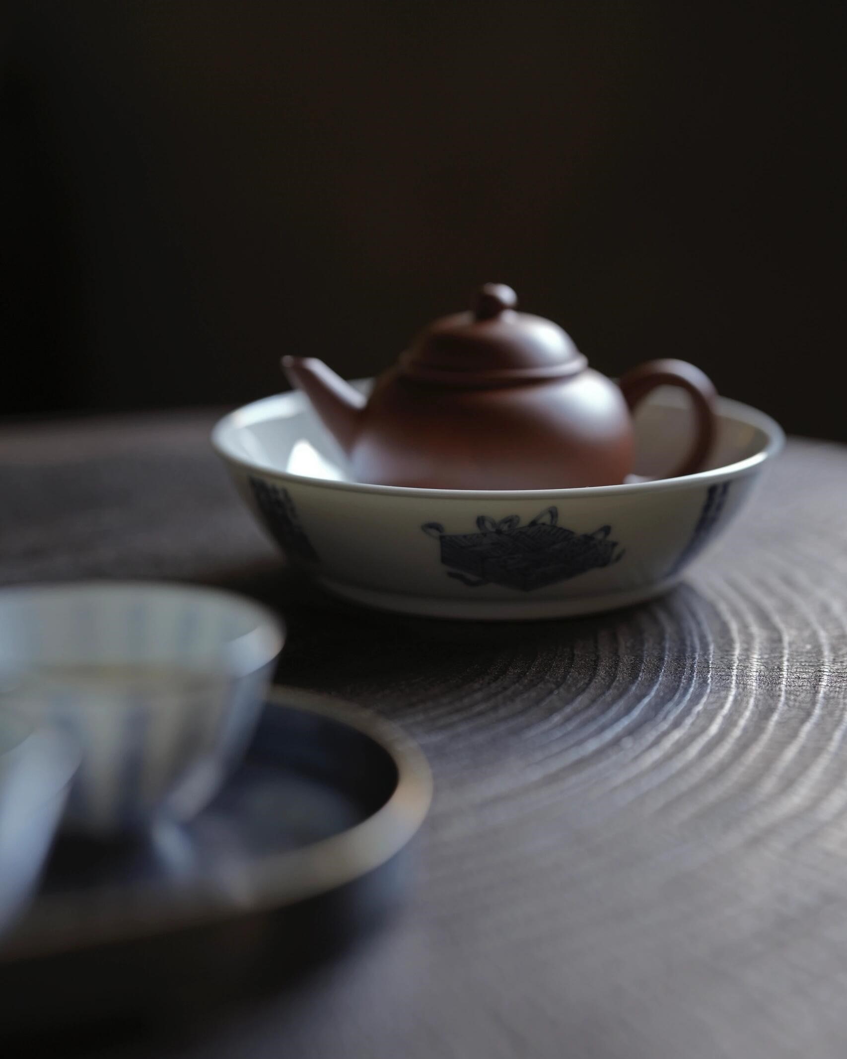 Hand-painted Qinghua Ceramic Poem Tea Boat - China Tea Spirit