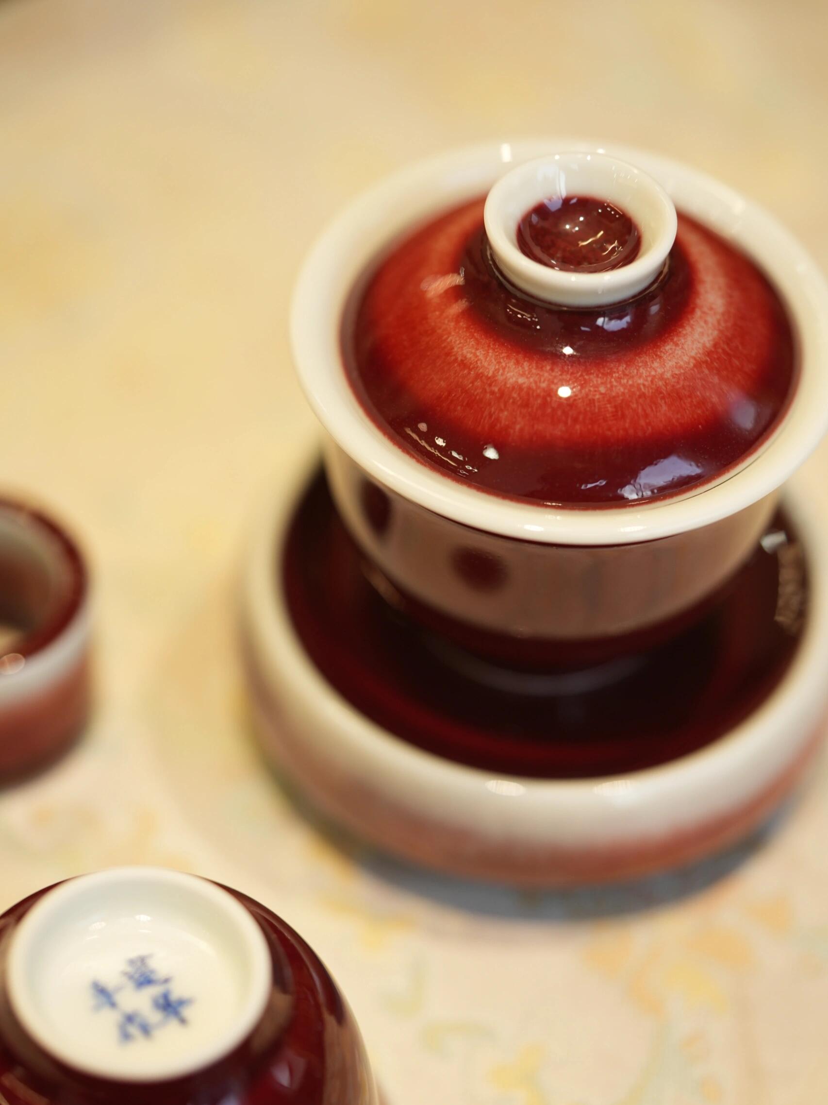 Handmade Ceramic Lang Hong 50ml Mini Gaiwan Set - China Tea Spirit