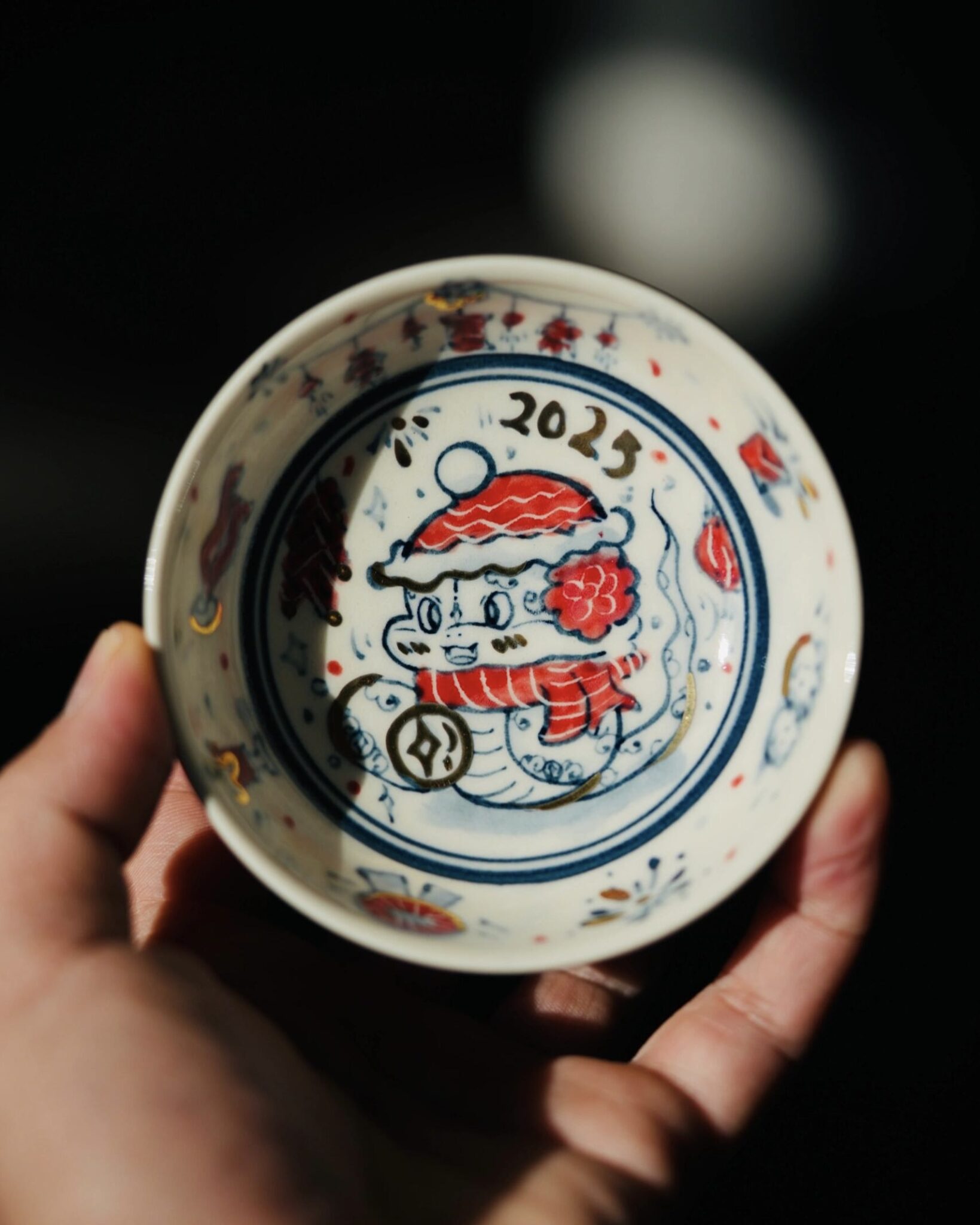 Handmade Hand-painted Ceramic Baby Snake 90ml Puerh Tea Cup CNY Version ...