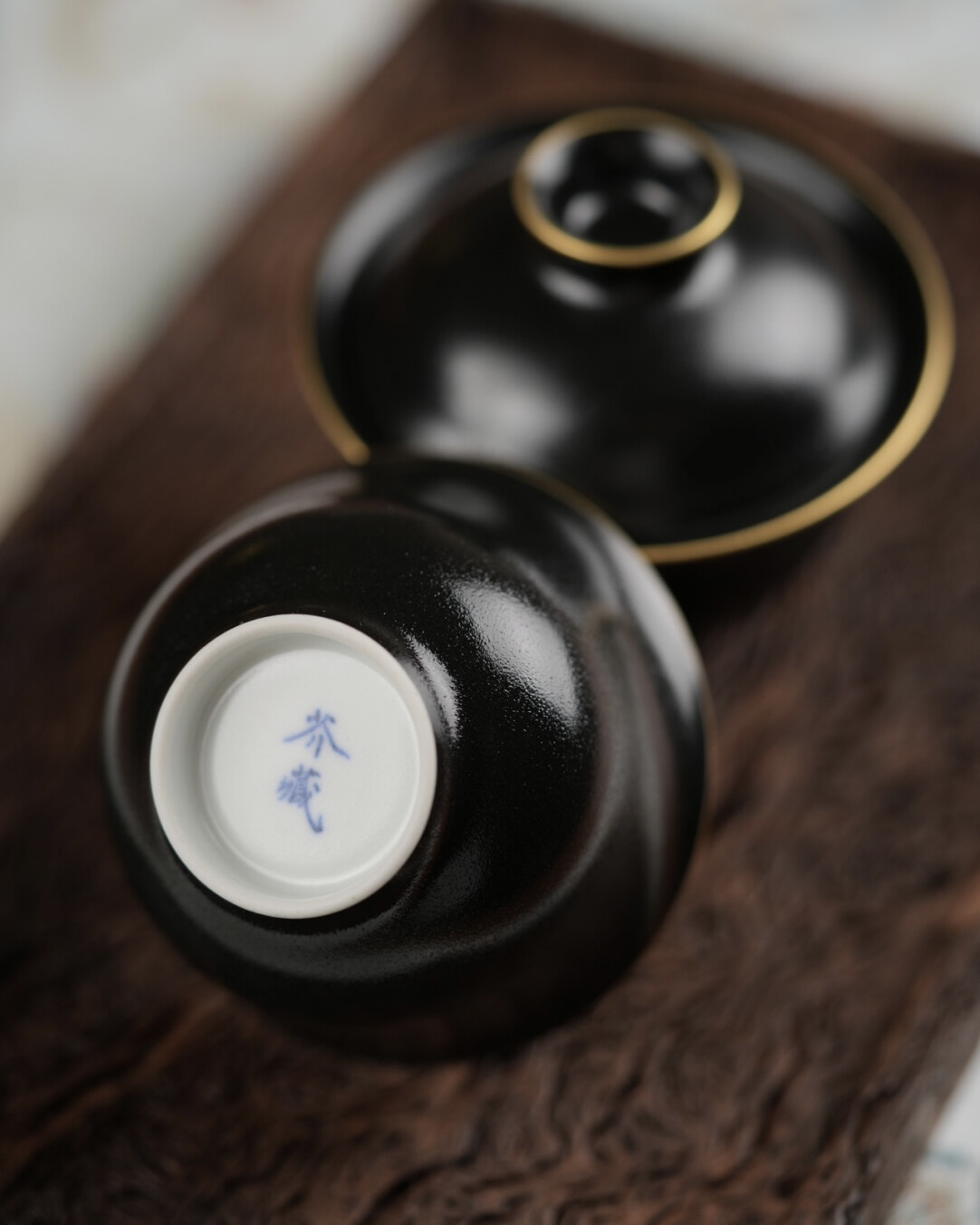 Handmade Mini Ceramic Black Gold 60ml Gaiwan Set - China Tea Spirit