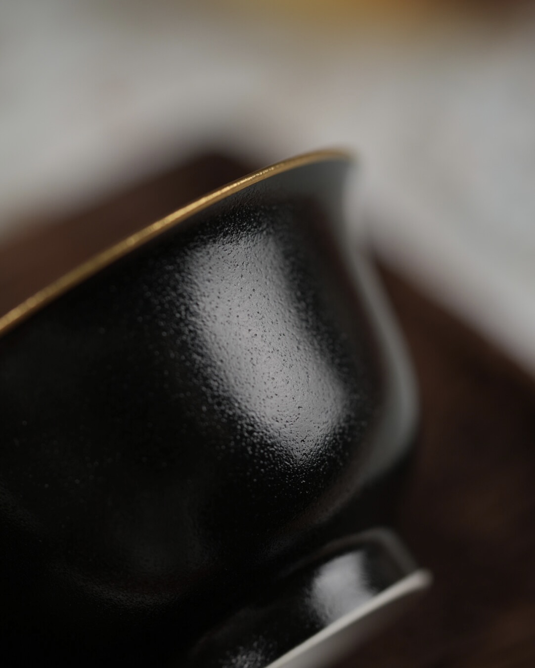 Handmade Mini Ceramic Black Gold 60ml Gaiwan Set - China Tea Spirit