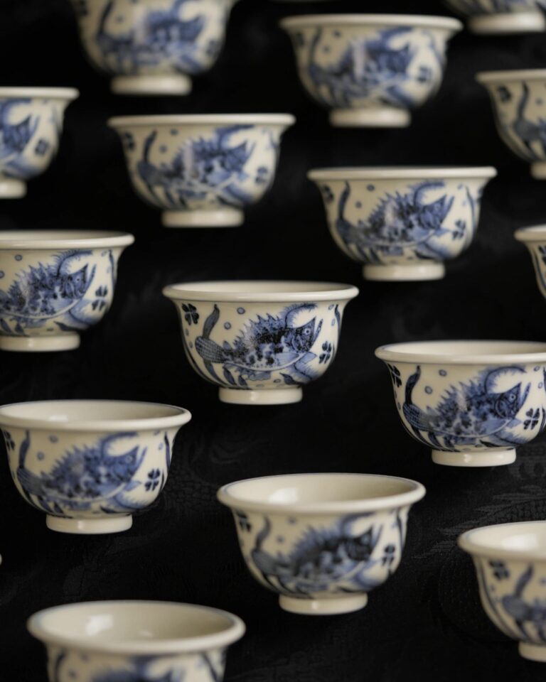 Hand-painted Qinghua Ceramic Fish & Algae 50ml Host Cup Tea Cup - China ...
