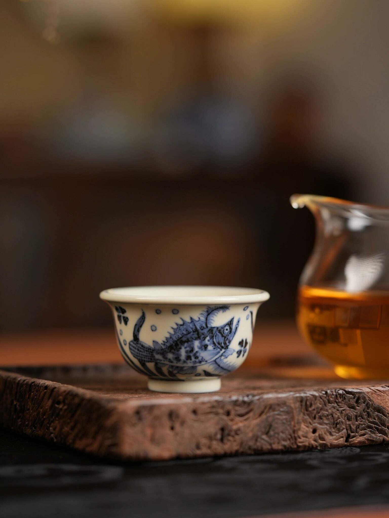 Hand-painted Qinghua Ceramic Fish & Algae 50ml Host Cup Tea Cup - China ...