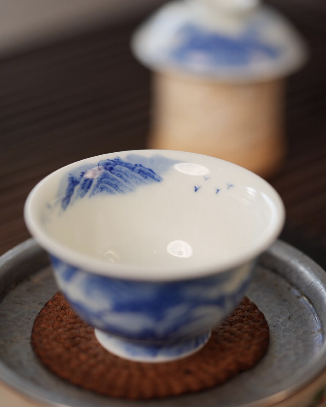 Handmade Hand-painted Qinghua Ceramic Landscape 60ml Gaiwan Set Pre ...